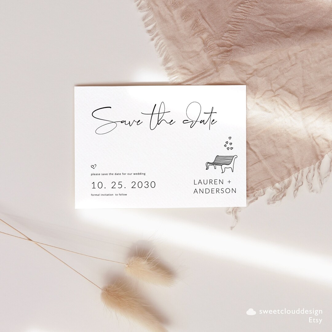 Simple Save the Date Card Template MODERN Save Our Date Card Minimal ...
