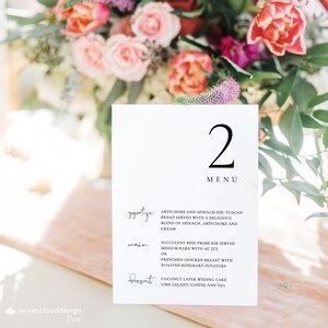 Minimal Table Numbers With Menu Template Simple Printable Table Numbers ...
