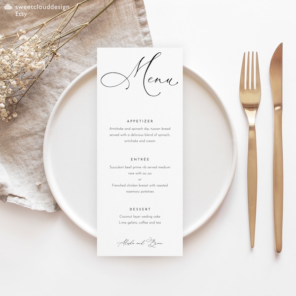 Simple Wedding Menu - Etsy