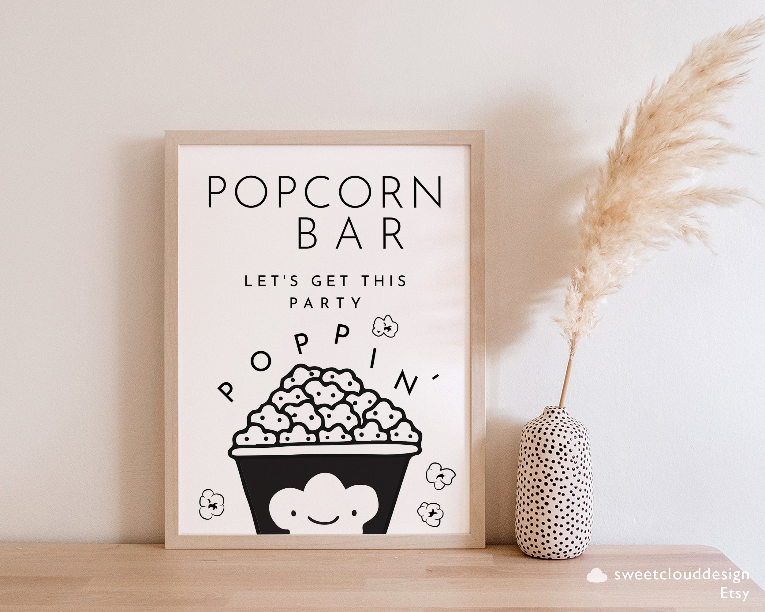 Cute Popcorn Bar Sign Template Popcorn Station Sign Printable - Etsy