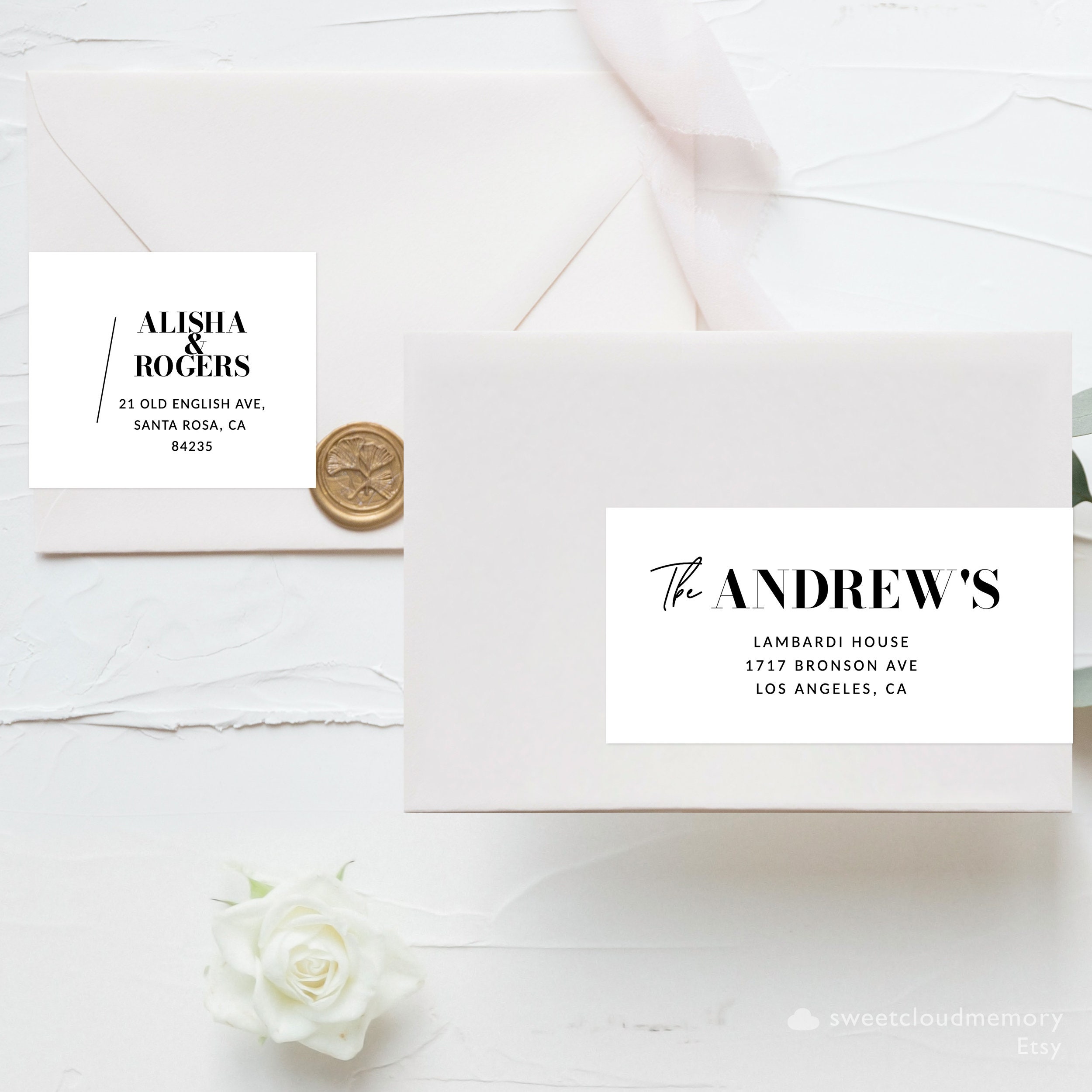 Sticker Label Address Template Recipient and Return Address Label ...