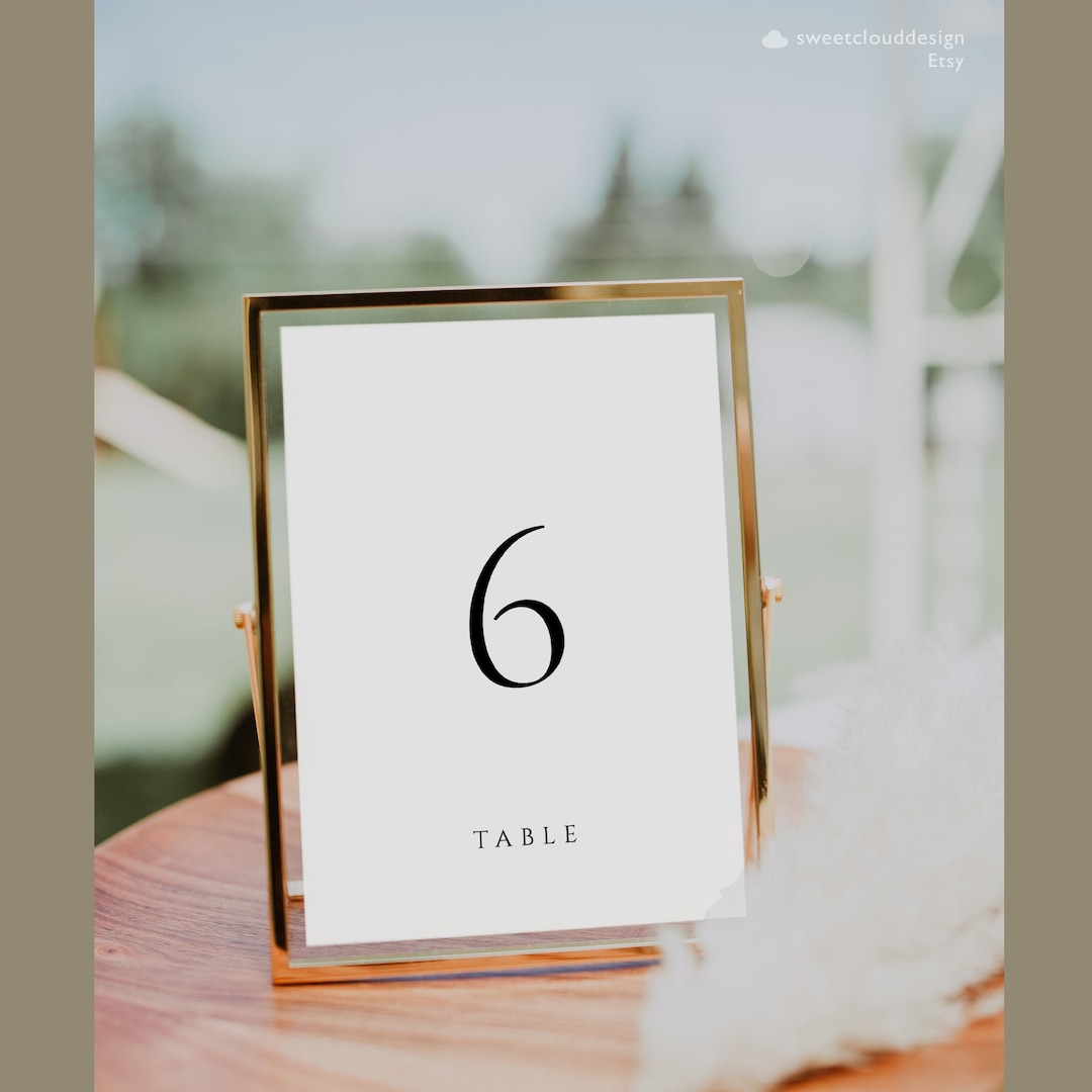 Simple Table Numbers Template Modern Wedding Table Number Elegant ...