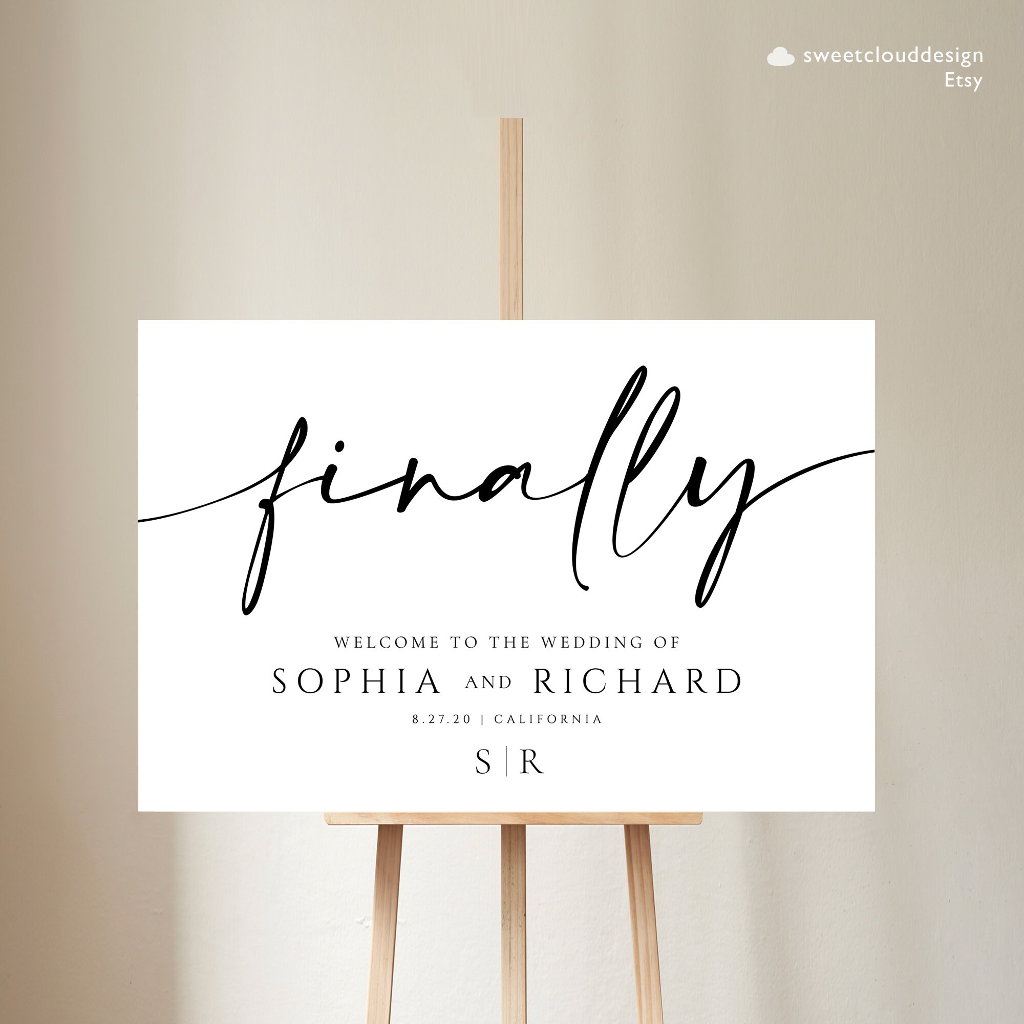 It's Finally Happening Wedding Sign Initial Wedding Welcome Sign Modern ...