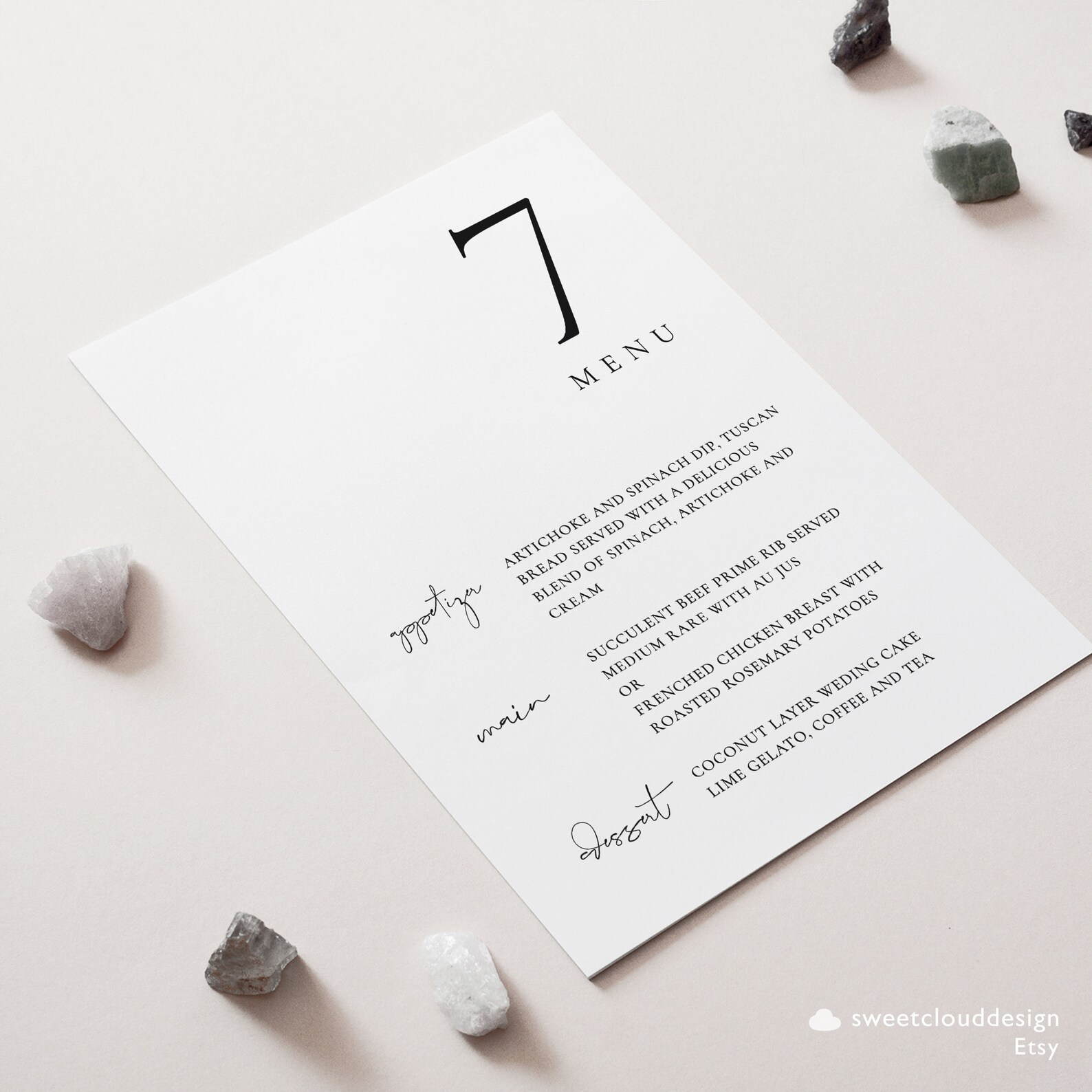 Minimal Table Numbers With Menu Template Simple Printable | Etsy