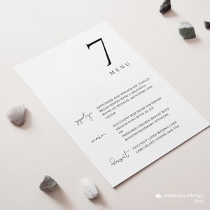 Minimal Table Numbers With Menu Template Simple Printable Table Numbers ...
