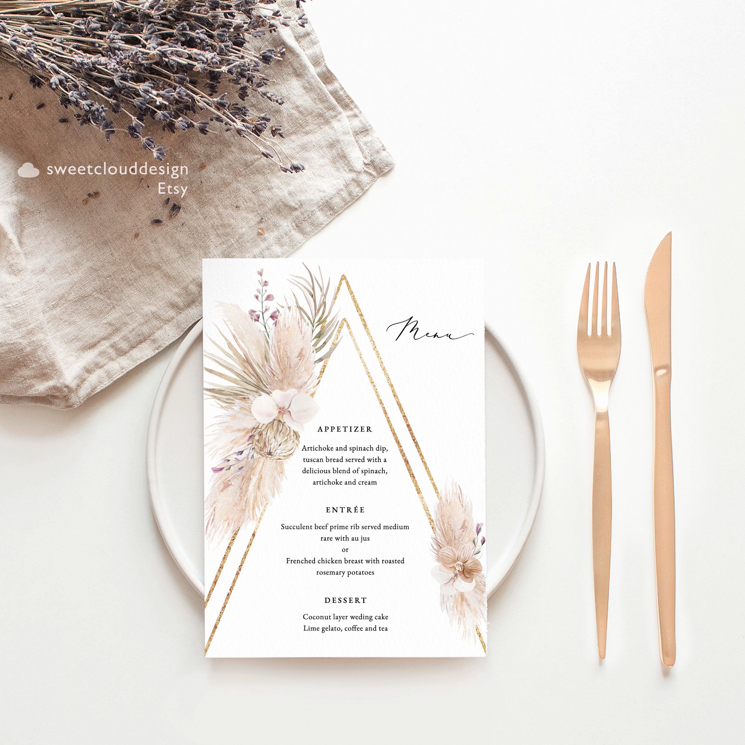 Boho Orchid Menu Boho Floral Dinner Menu Printable Boho Menu - Etsy