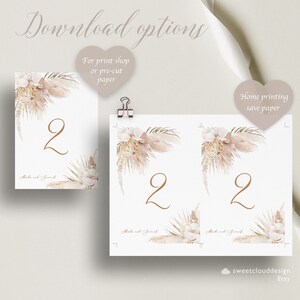 Boho Table Number Boho Orchid Wedding Table Number Pampas Grass ...