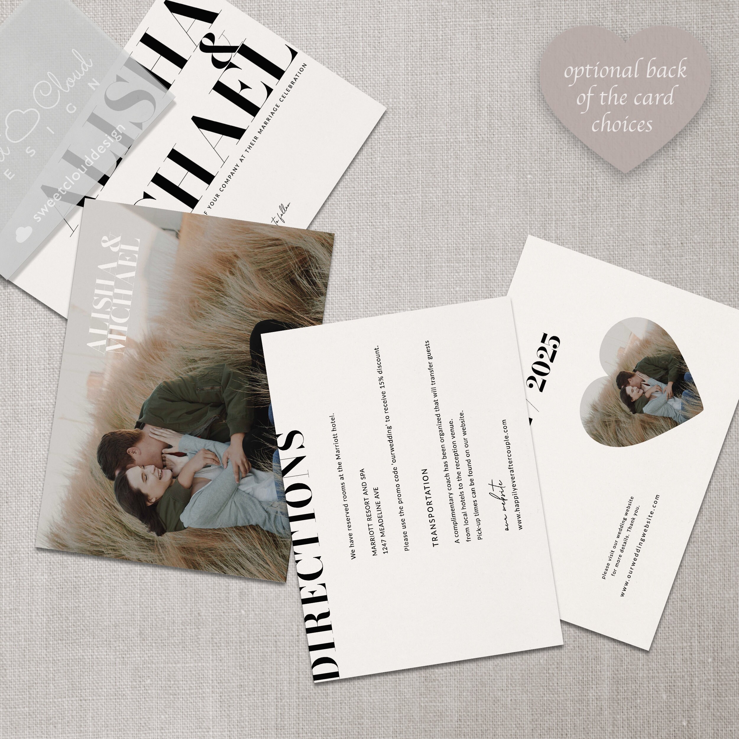 Modern Wedding Invitation Set Template Simple Elegant Minimal | Etsy