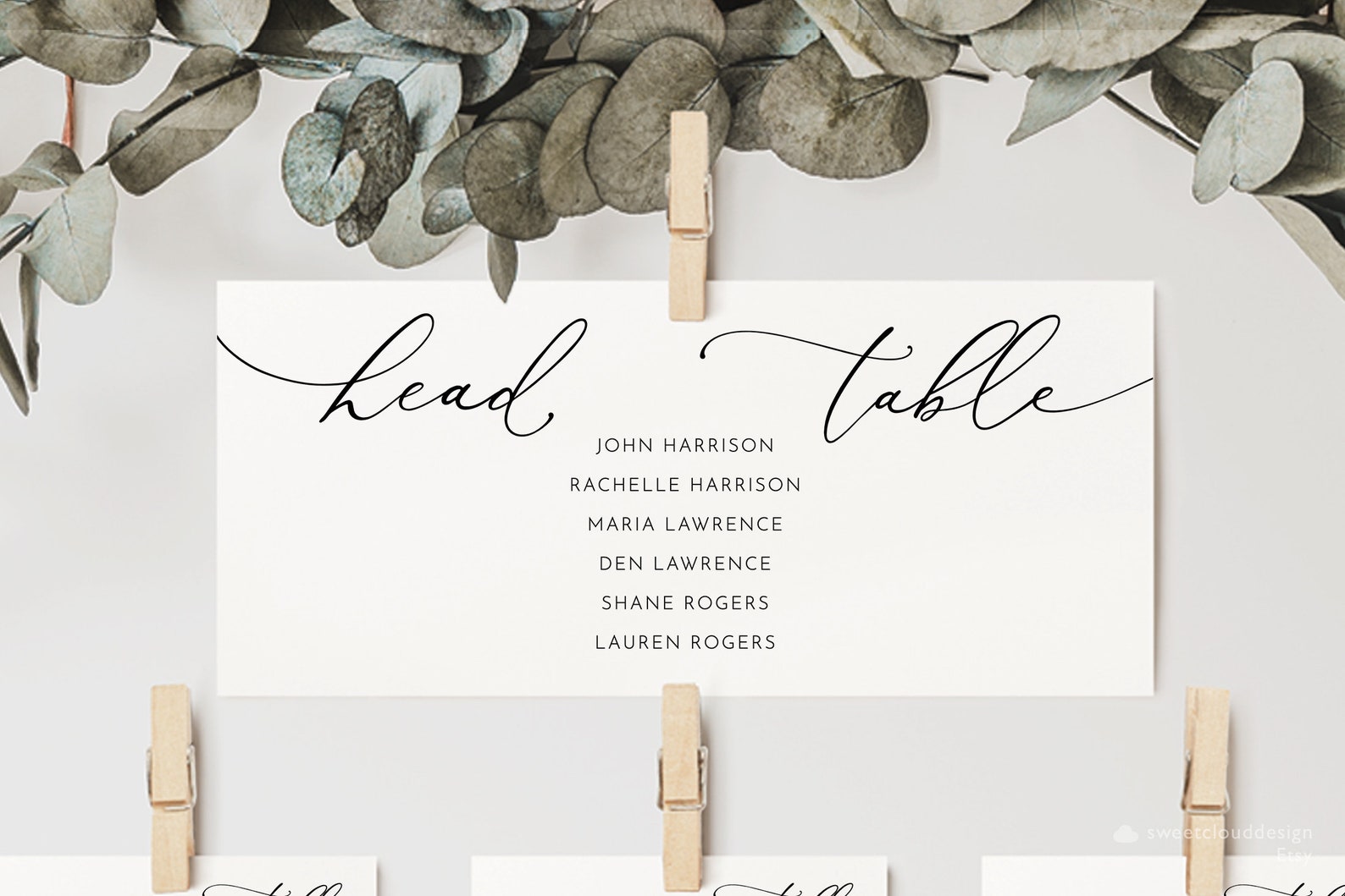 Minimal Table Seating Chart Card Template, Simple Seating Chart ...