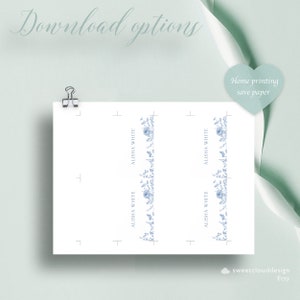 Dusty Blue Floral Place Cards Template Steel Blue Name Card Editable ...
