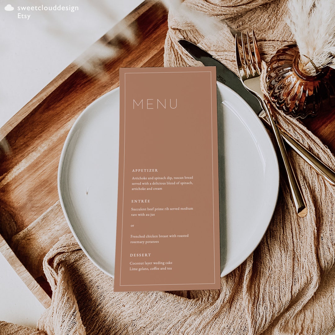 Orange Terracotta Menu Template, Minimalist BOHO Menu Template, Modern ...