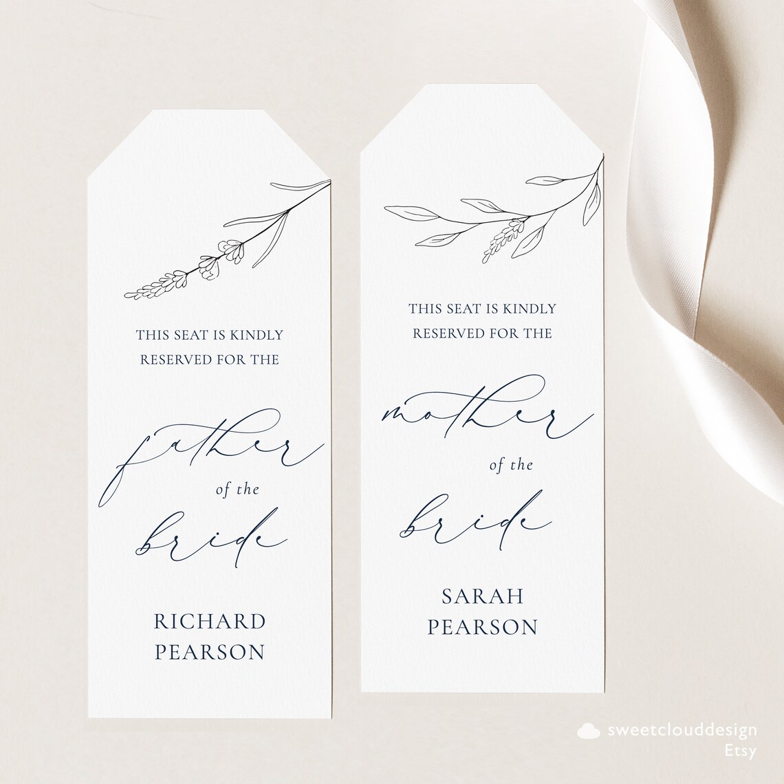 Simple Reserved Seating Tag Wedding Ceremony Seat Tag Modern Seat ...