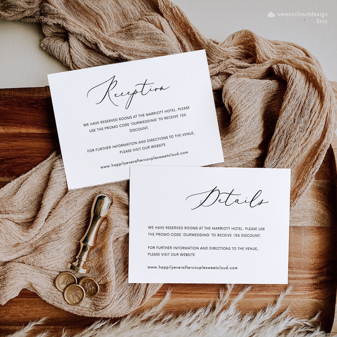 Enclosure Card Set Editable Insert Card Template Wedding Enclosure Set ...