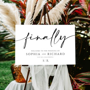 It's Finally Happening Wedding Sign Initial Wedding Welcome Sign Modern ...
