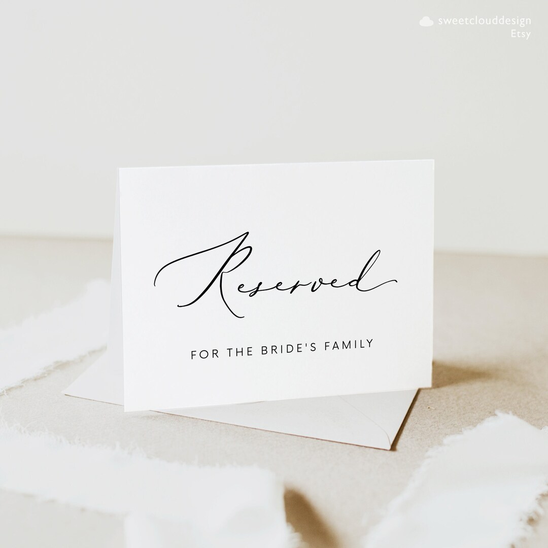Simple Reserved Seating Tented Card Modern Wedding Reserved Sign ...