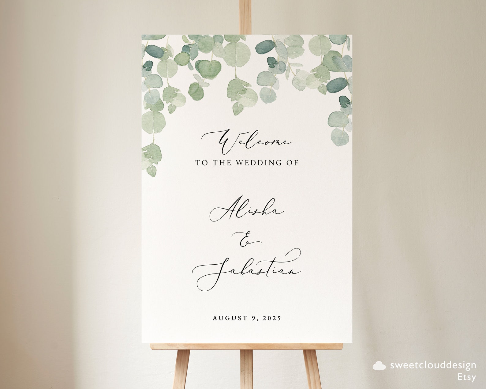 Eucalyptus Welcome Sign Template Wedding Greenery Welcome Sign Template ...