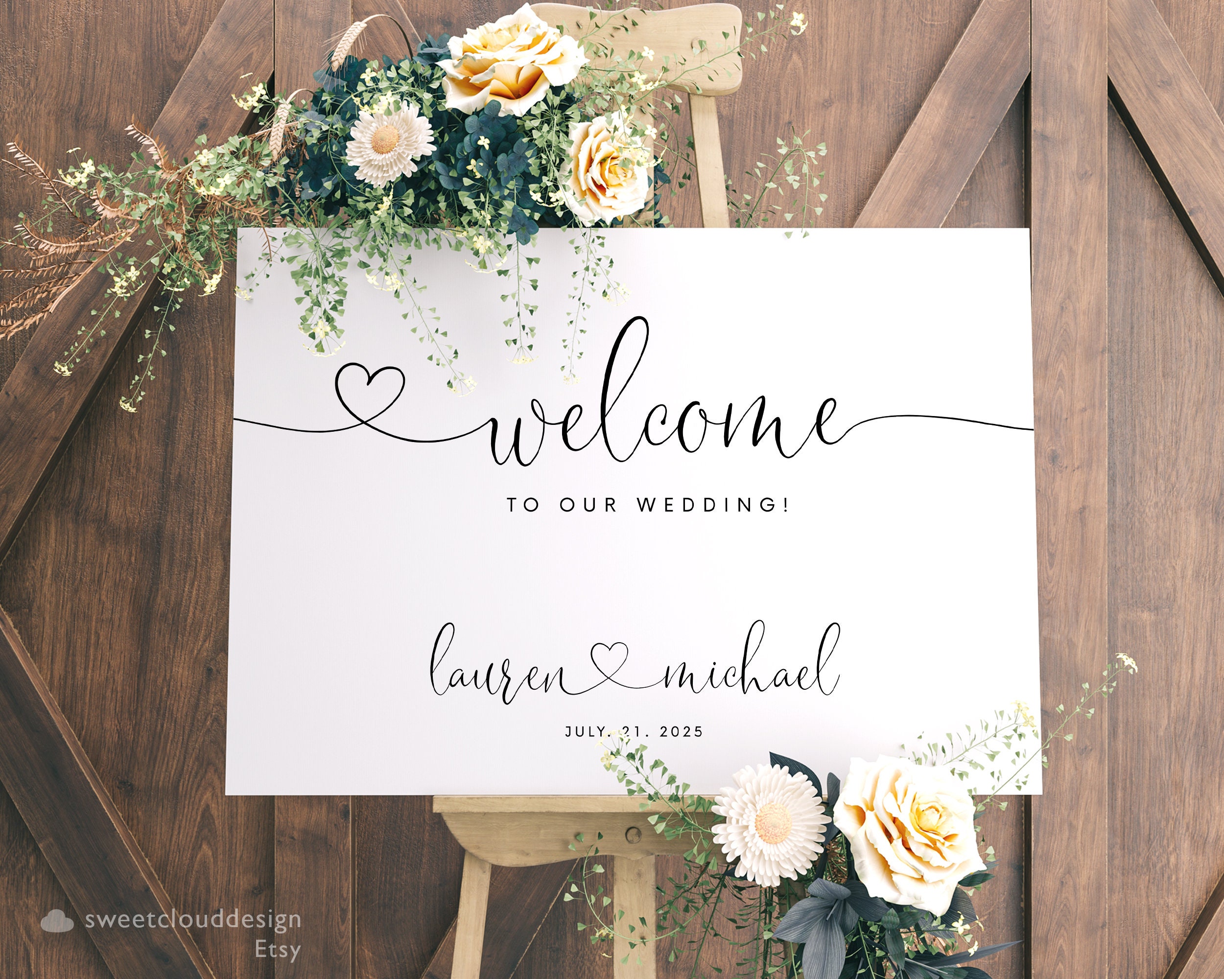 Welcome Wedding Sign Template Horizontal Welcome Sign - Etsy