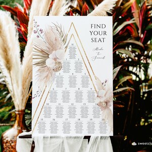 Boho Seating Chart Sign Teepee Chart Template Pampas Seating Sign ...