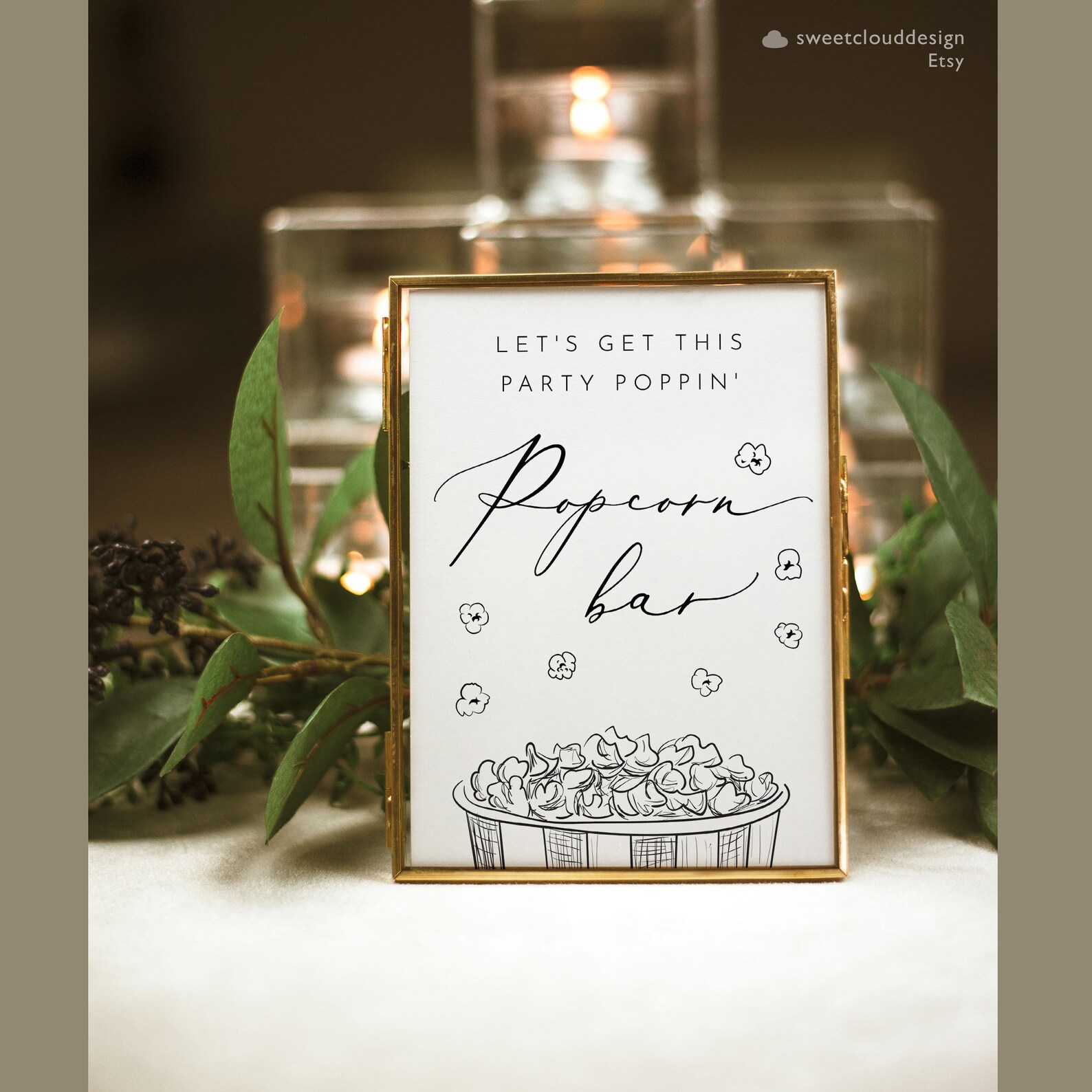 Simple Popcorn Bar Sign Templatewedding Popcorn Station Sign | Etsy