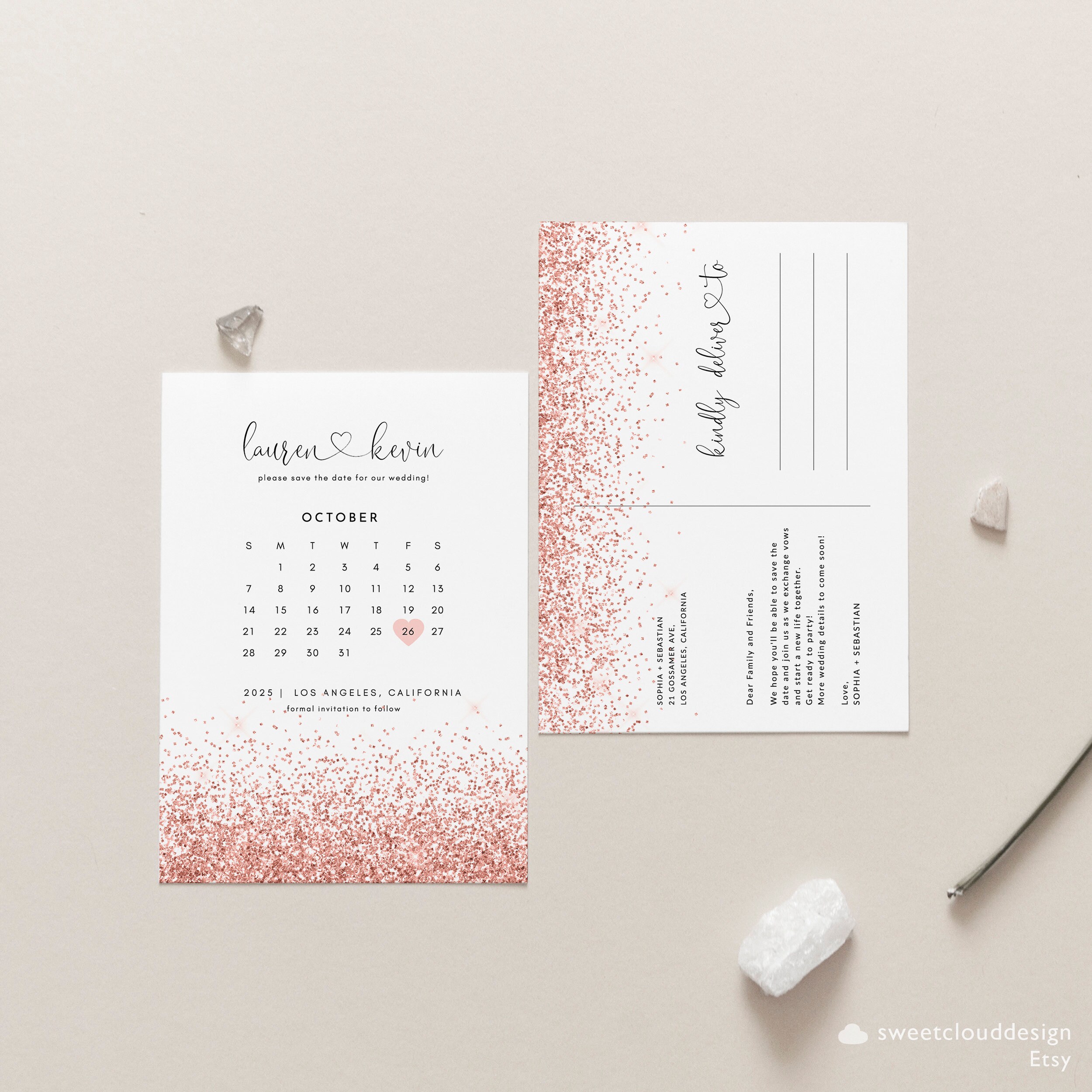 Glitter calendar Save The Date Template Editable Save The | Etsy