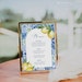 Lemon Blue Tile Wedding Menu Template Blue Tile Arch Frame Floral Menu ...
