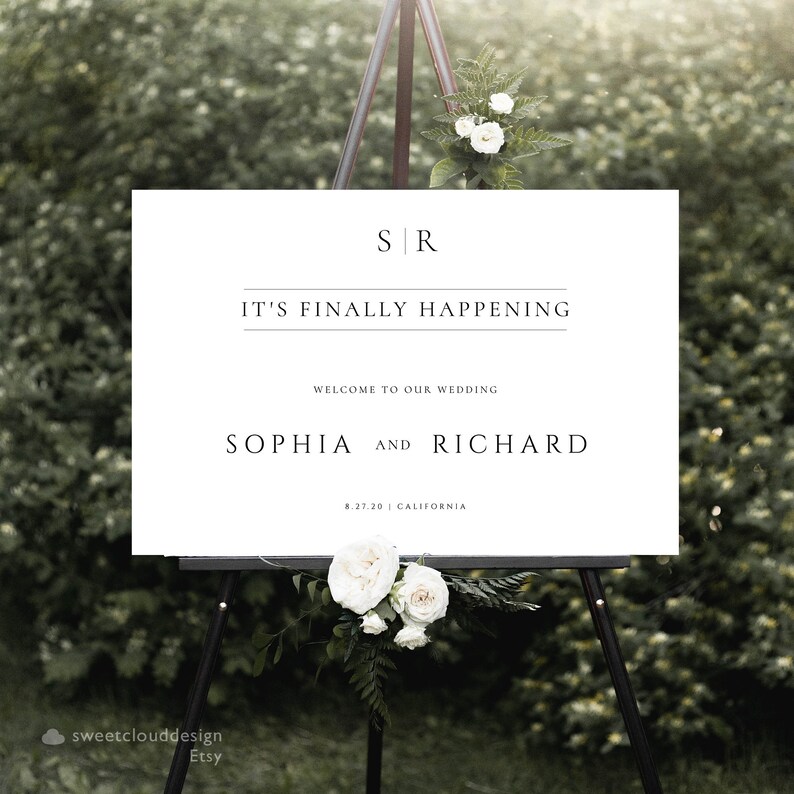 Monogram Welcome Sign Finally Happening Welcome Sign Horizontal Sign ...