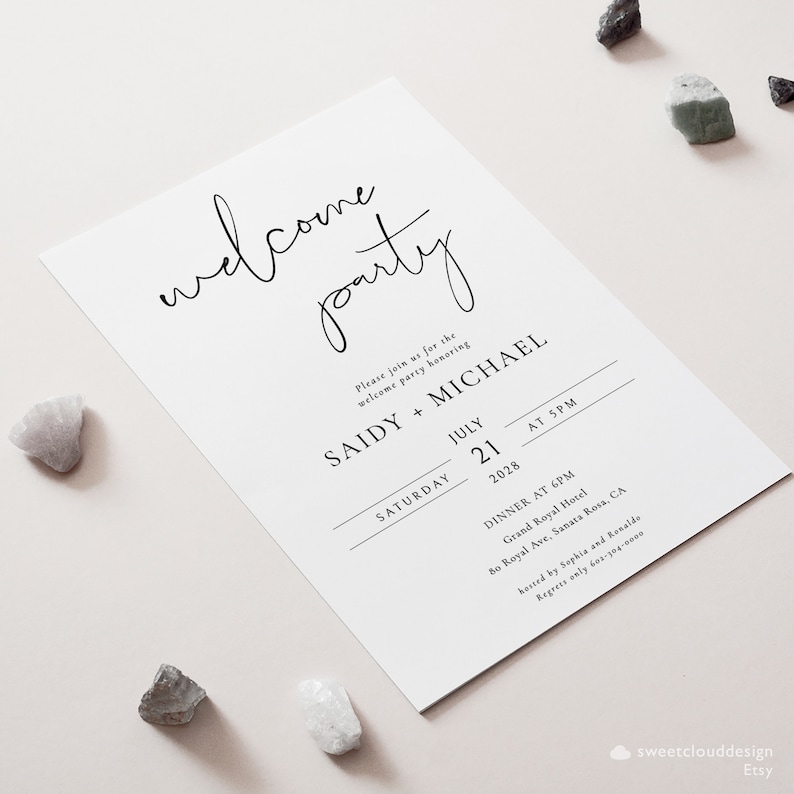 Simple Welcome Dinner Party Invitation Templateminimal - Etsy