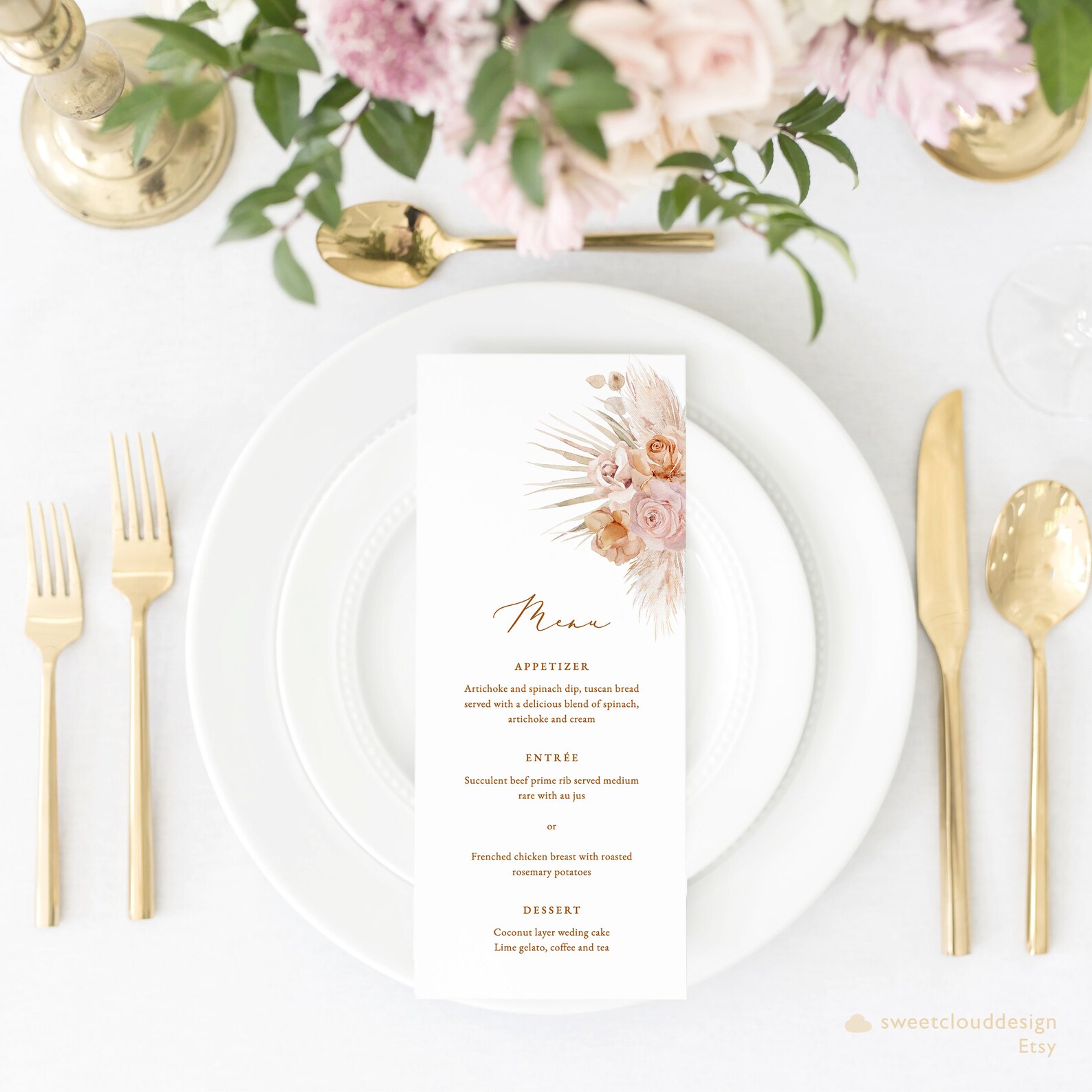 Dusty Orange Boho Menu Template Terracotta Boho Printable Menu - Etsy