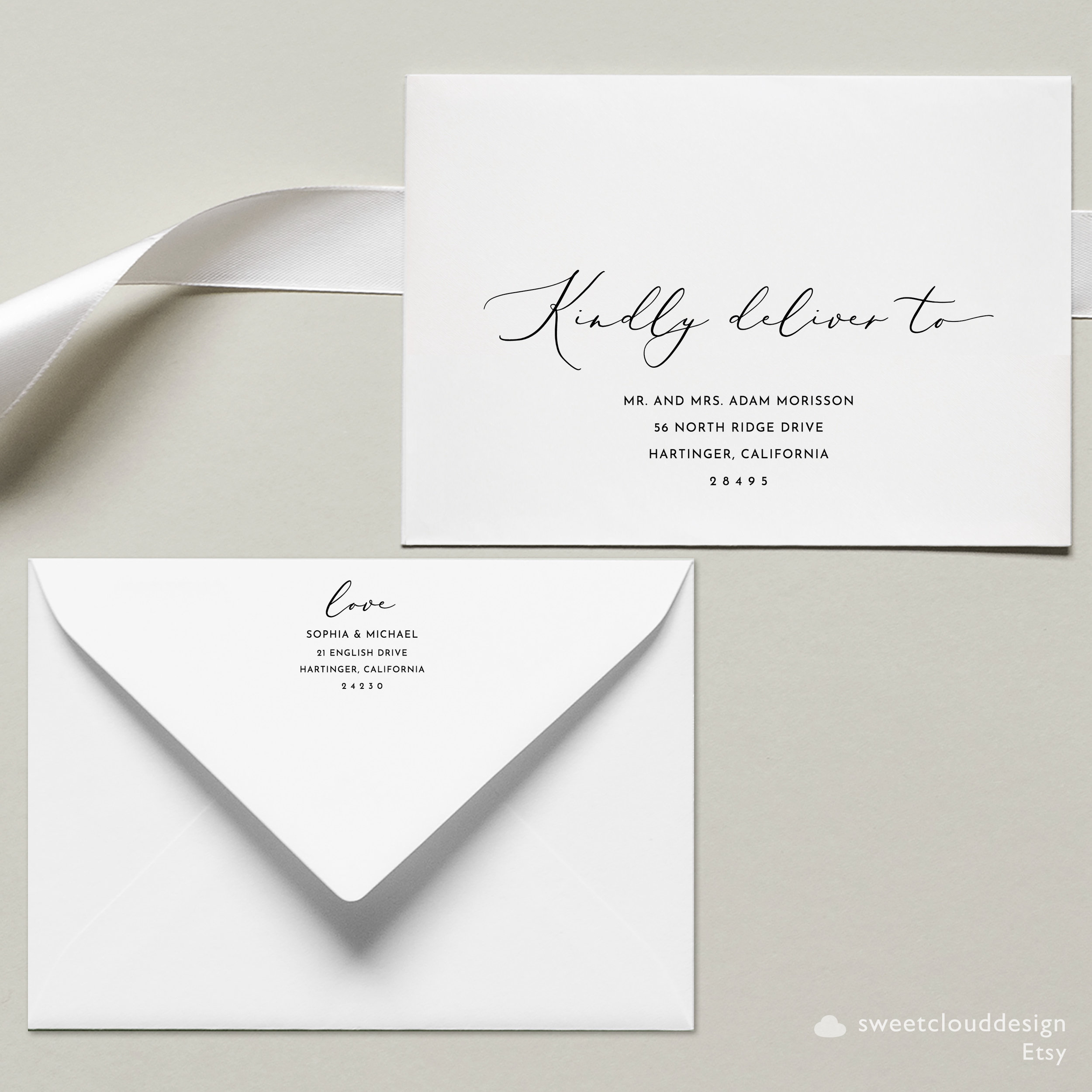 Elegant Envelope Address Template Kindly Deliver to Modern Wedding ...