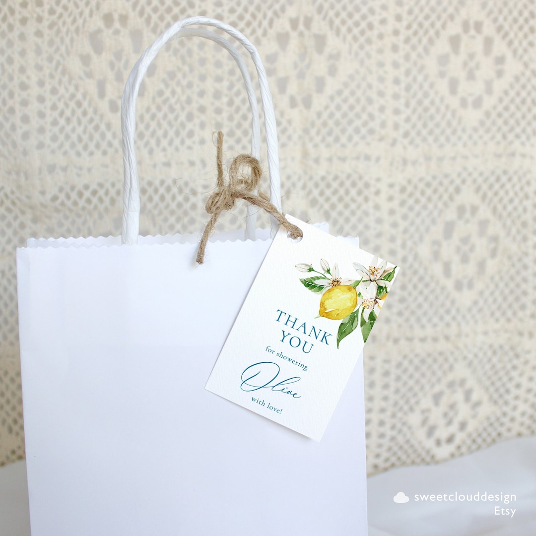 LEMON Favor Tag Lemon Bridal Shower Bag Tag Template Lemon Baby Shower ...