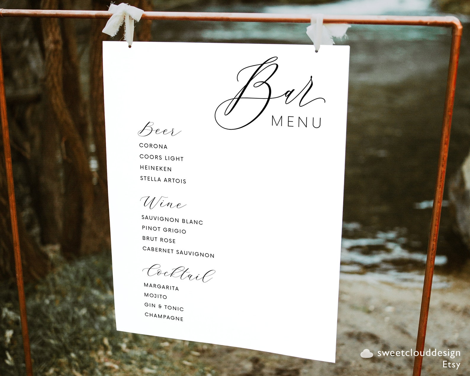 Simple Bar Menu Sign Drink Bar Sign Table Cocktails Sign - Etsy