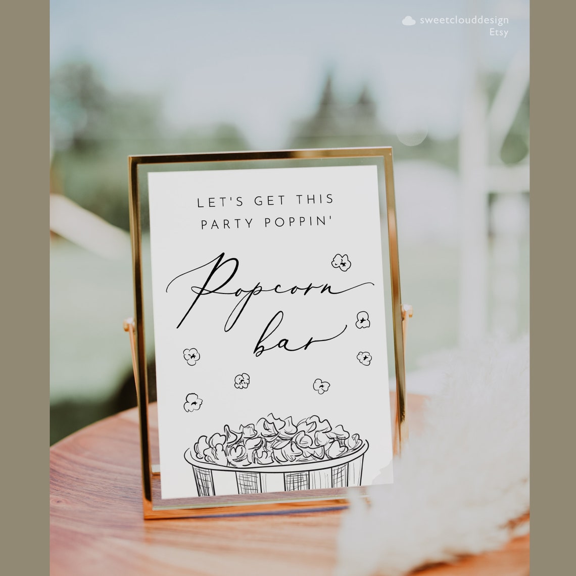 Simple Popcorn Bar Sign Templatewedding Popcorn Station Sign | Etsy