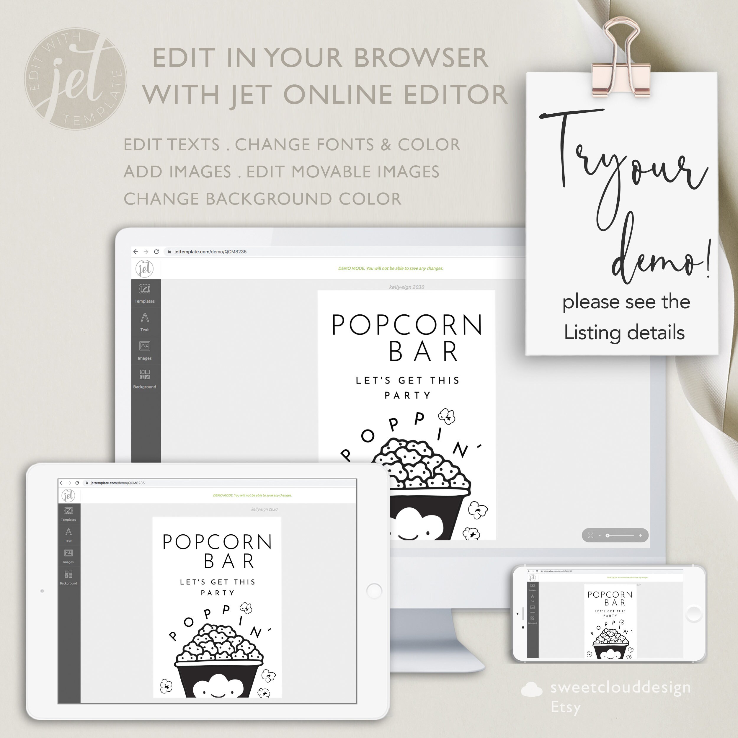 Cute Popcorn Bar Sign Template Popcorn Station Sign Printable - Etsy