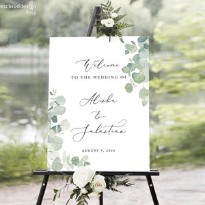 Eucalyptus Welcome Sign Template Wedding Greenery Welcome Sign Template ...