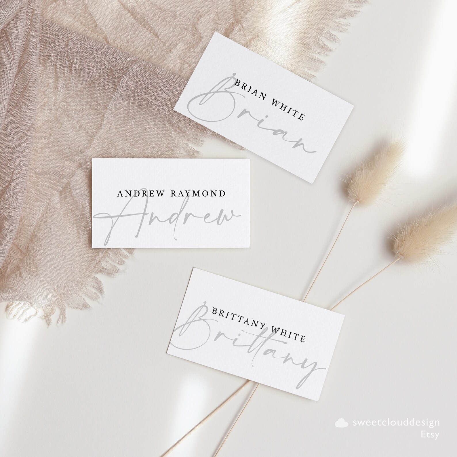 Modern Minimalist Wedding Table Number and Place Card Set Template ...