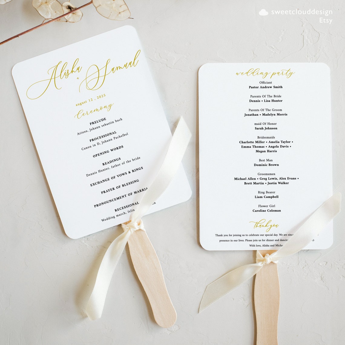 Elegant Wedding Program Template Modern Wedding Ceremony Card Editable ...