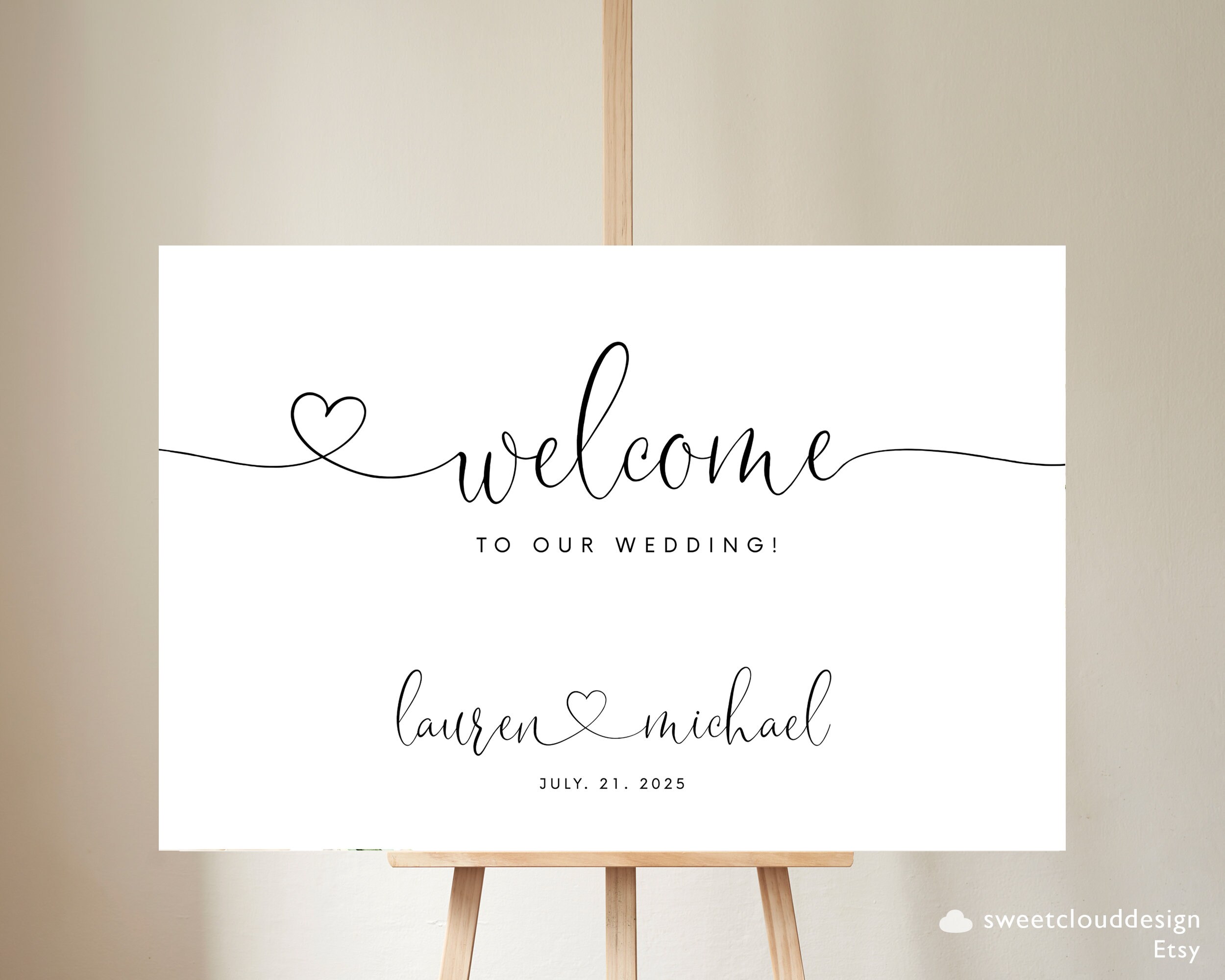 Welcome Wedding Sign Template Horizontal Welcome Sign - Etsy