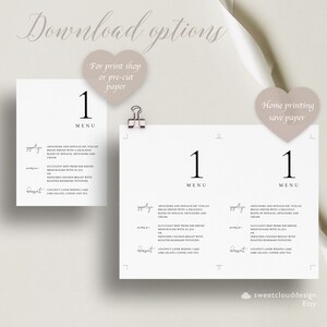 Minimal Table Numbers With Menu Template Simple Printable Table Numbers ...