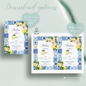 Turning One Lemon Birthday Card Blue Tile Lemon First Birthday - Etsy