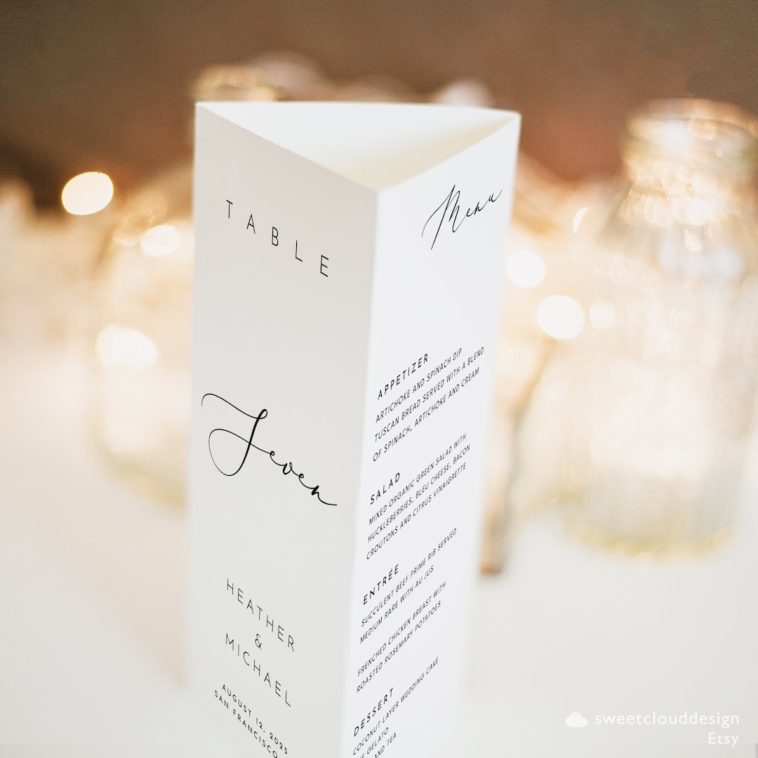 Modern Wedding Triangle Table Number Template Trifold Table Number ...
