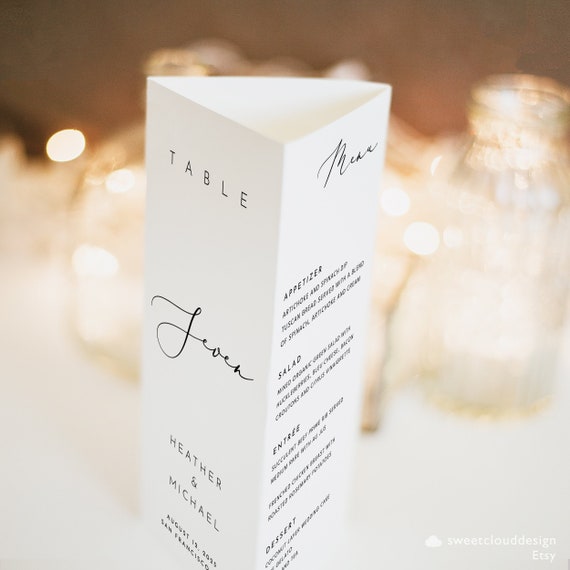 Modern Wedding Triangle Table Number Template Trifold Table | Etsy