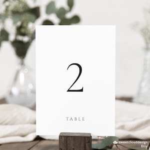 Simple Table Numbers Template Modern Wedding Table Number Elegant ...