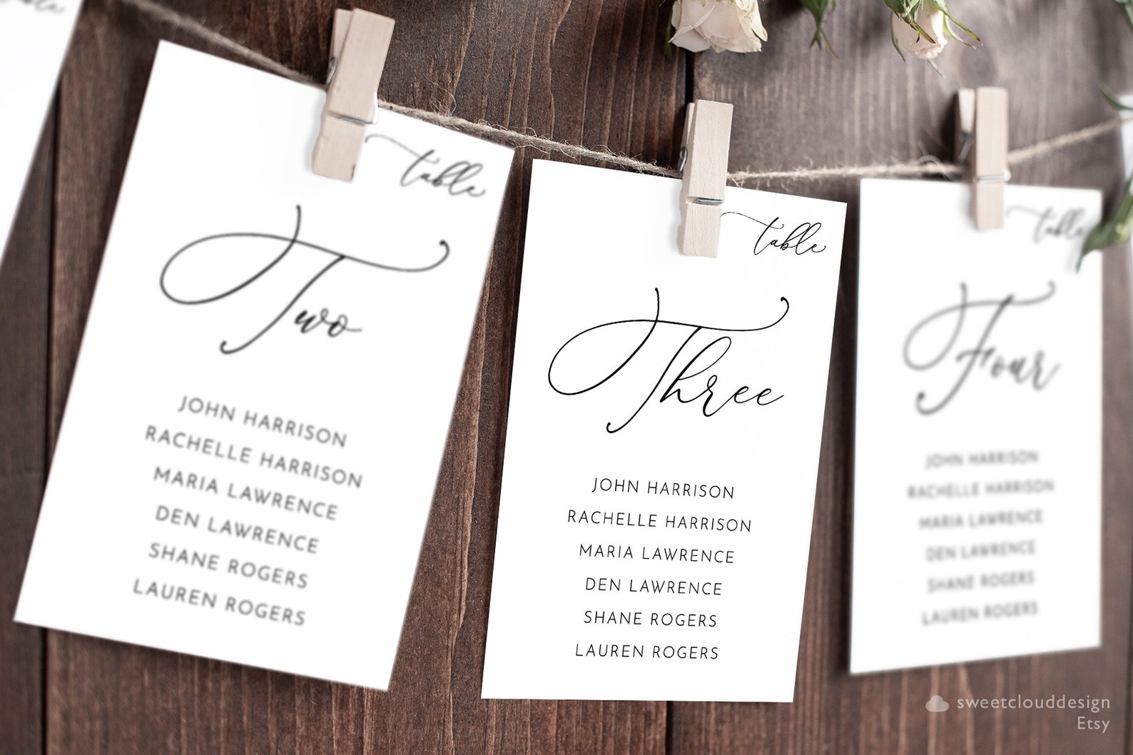 Minimal Table Seating Chart Card Template, Simple Seating Chart ...