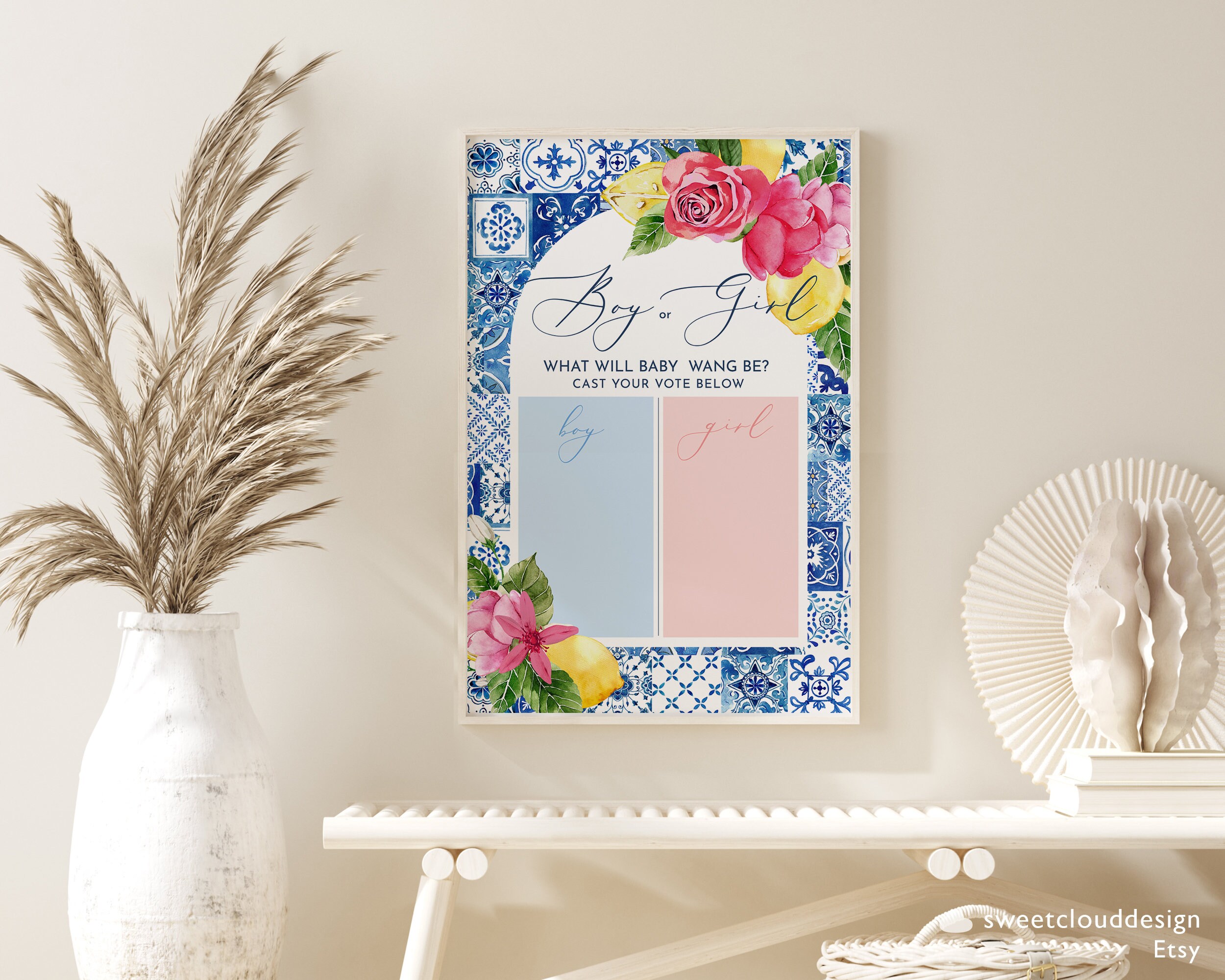 Blue Tile and Lemon Boy or Girl Game Gender Reveal Game He or - Etsy