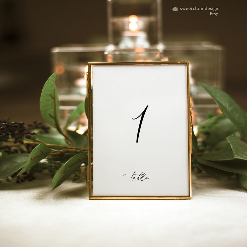 Simple Wedding Table Numbers Template Elegant Table Numbers - Etsy
