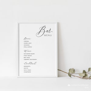 Simple Bar Menu Sign Drink Bar Sign Table Cocktails Sign - Etsy