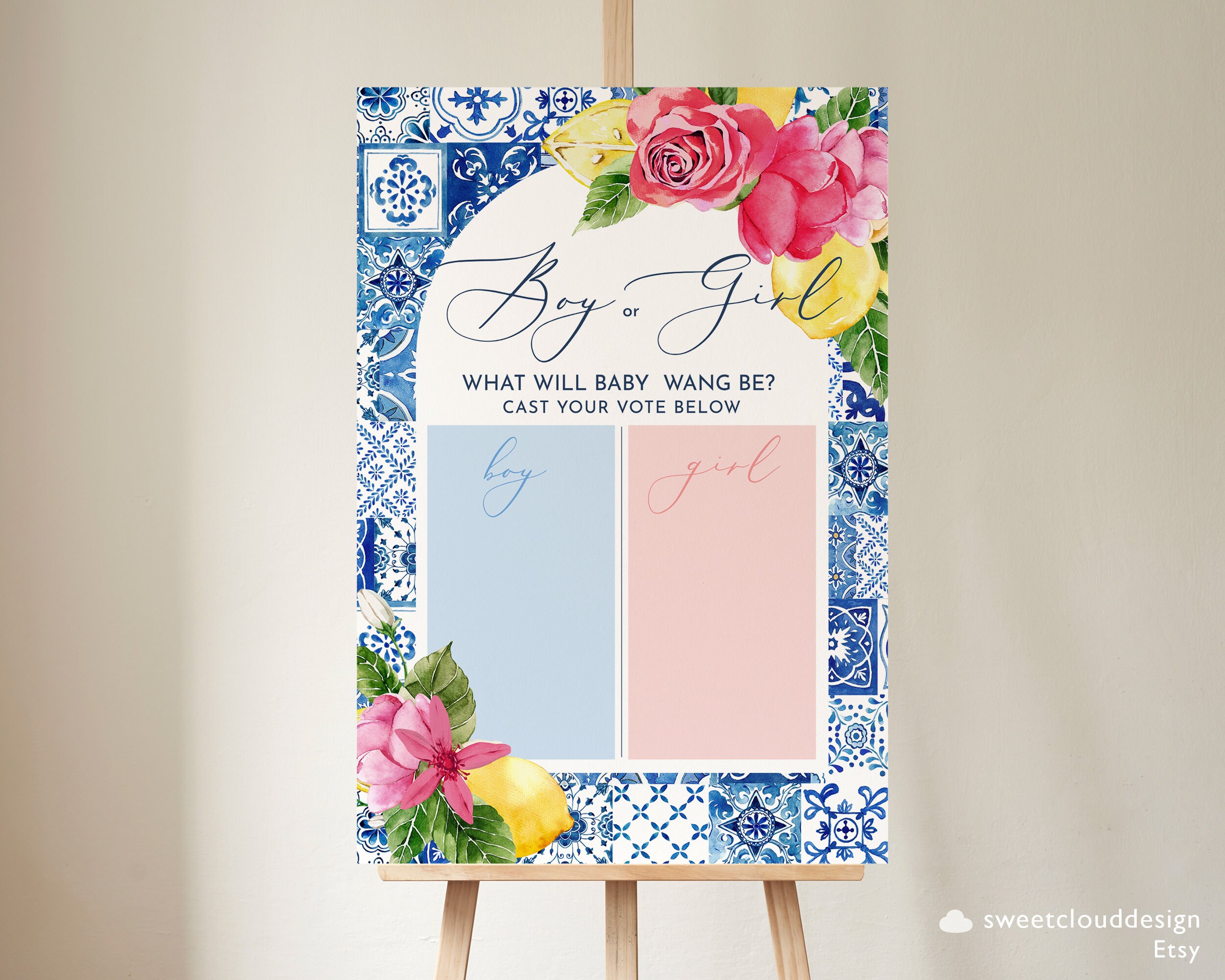 Blue Tile and Lemon Boy or Girl Game Gender Reveal Game He or - Etsy