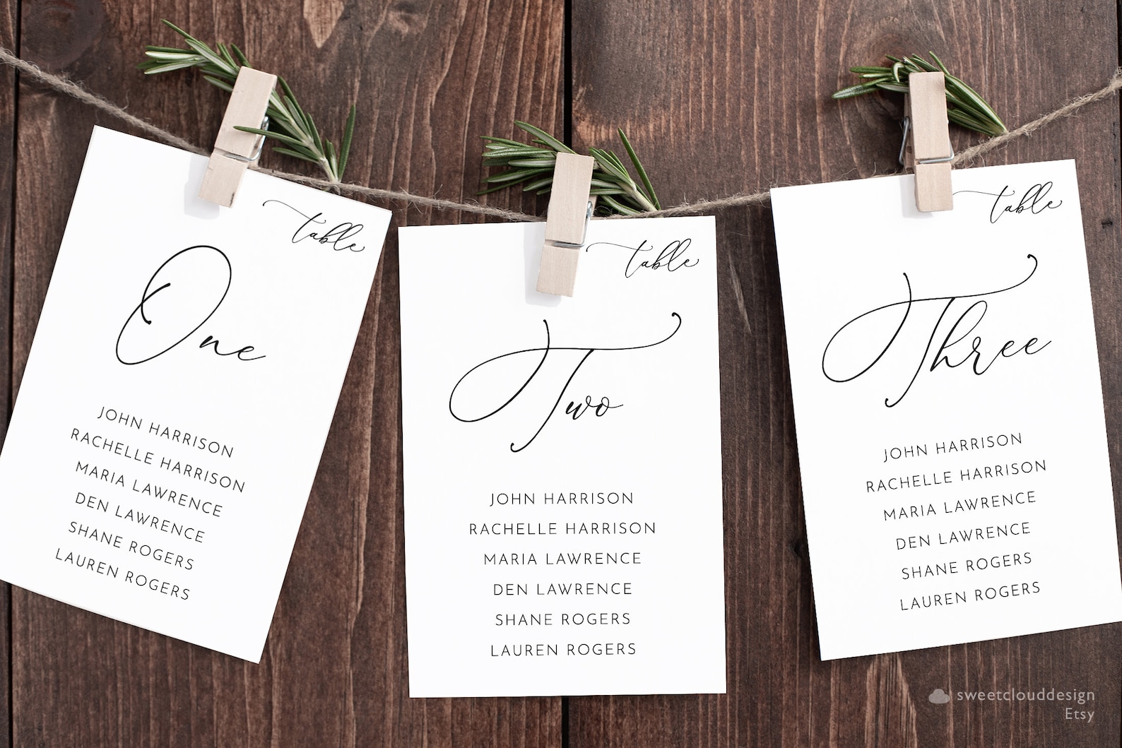 Minimal Table Seating Chart Card Template, Simple Seating Chart ...