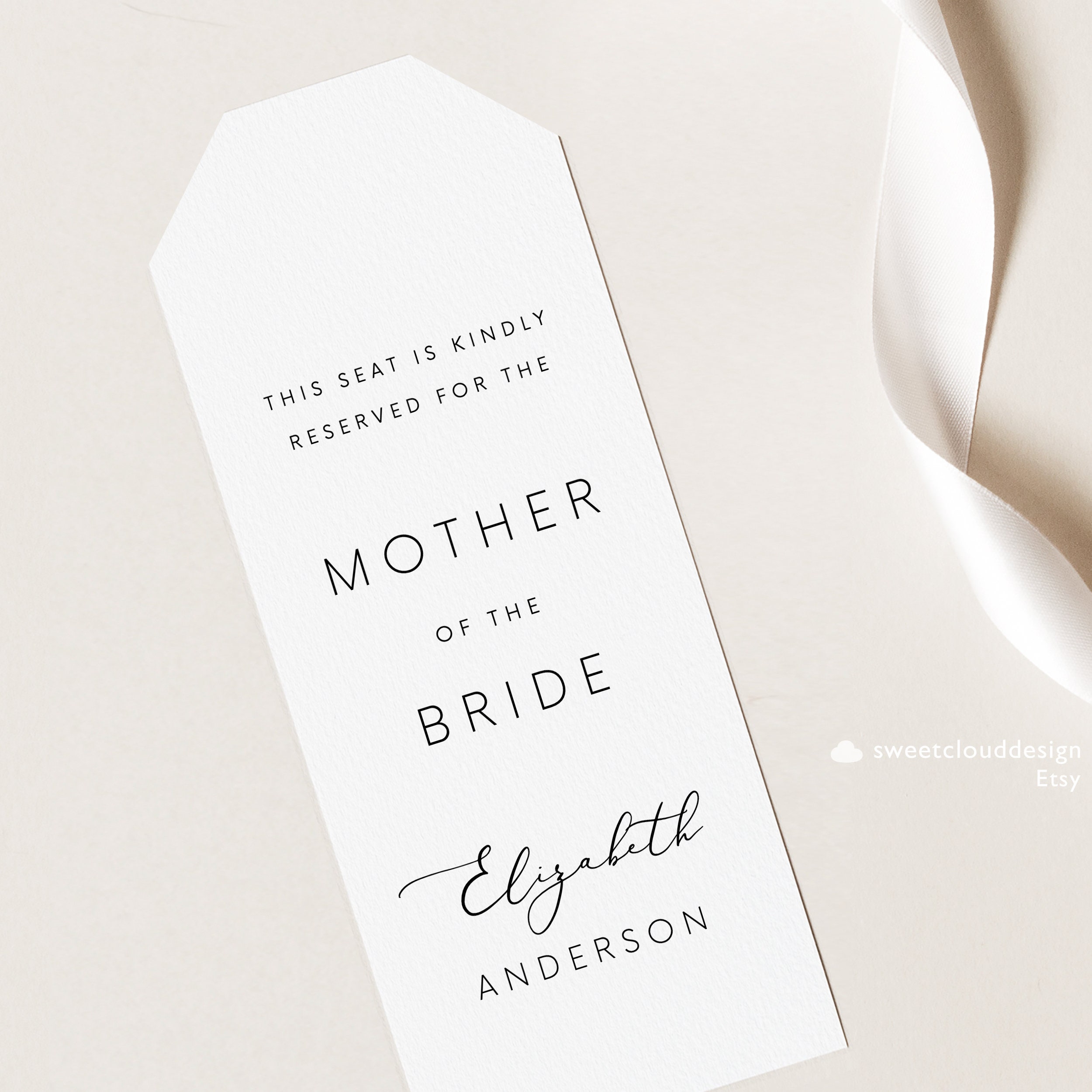 Reserved Seating Tag Wedding Ceremony Seat Tag Modern Seat Reserved Tag ...