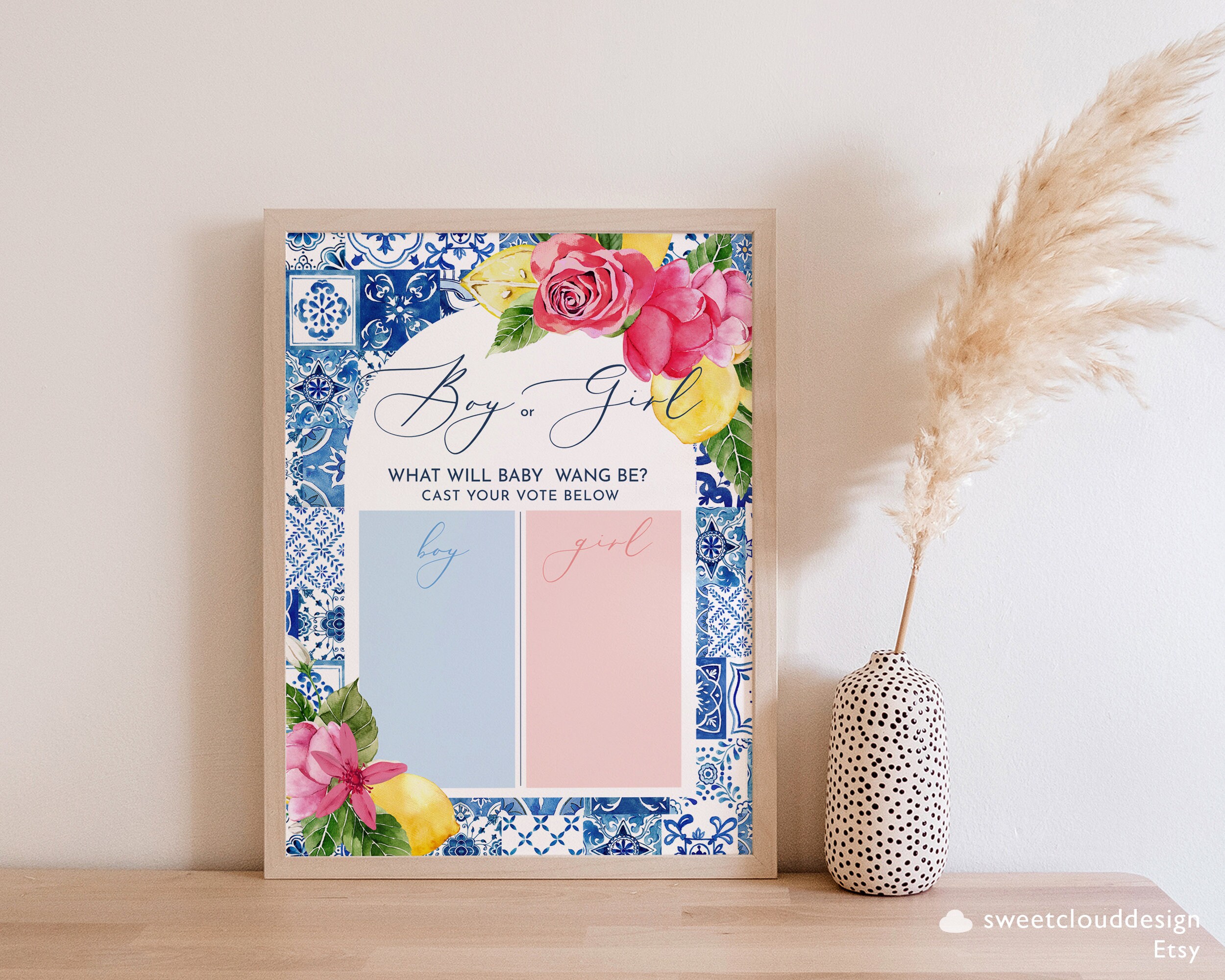 Blue Tile and Lemon Boy or Girl Game Gender Reveal Game He or - Etsy